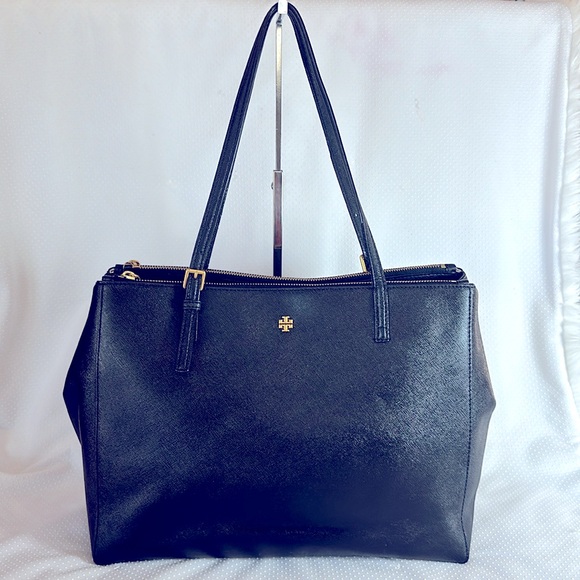 Tory Burch | Bags | Tory Burch Laptop Triple Compartment Black Leather ...